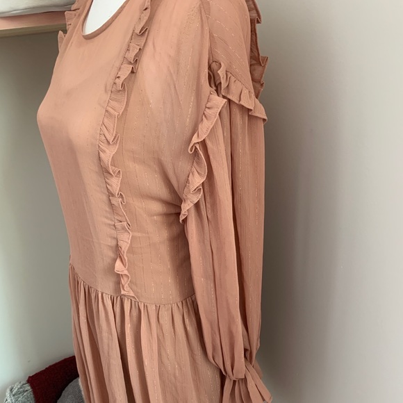 Zara | Dresses | Zara Trafaluc Blush Shimmer Sheer Dress | Poshmark